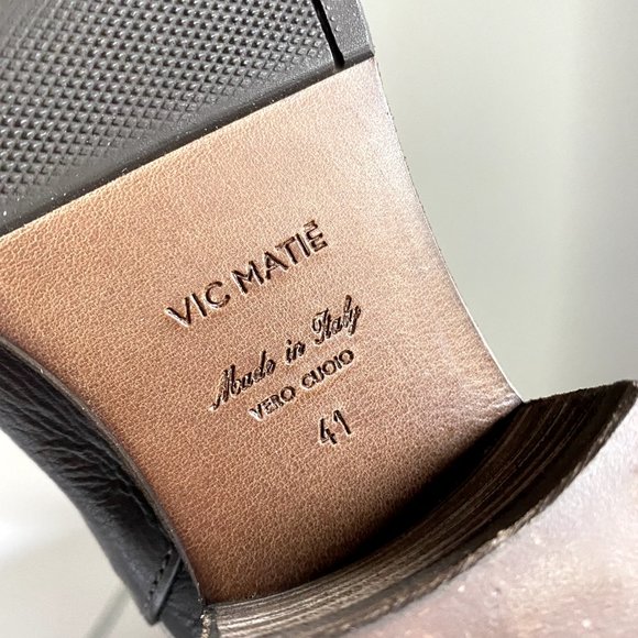 Vic Matie | Shoes | Nib Vic Matie Dark Coffee Brown Leather Biker Style ...